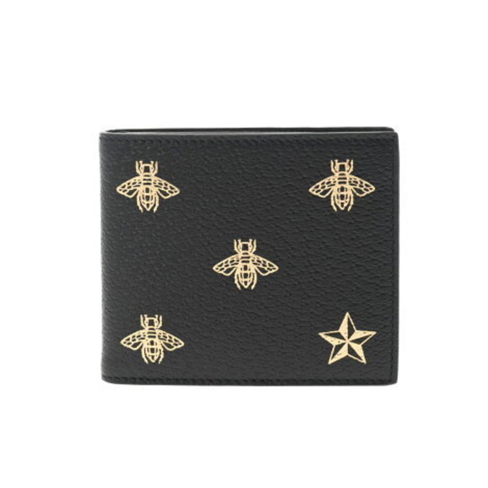 Gucci Bee Star Black Calf Bifold Wallet Un - Gem
